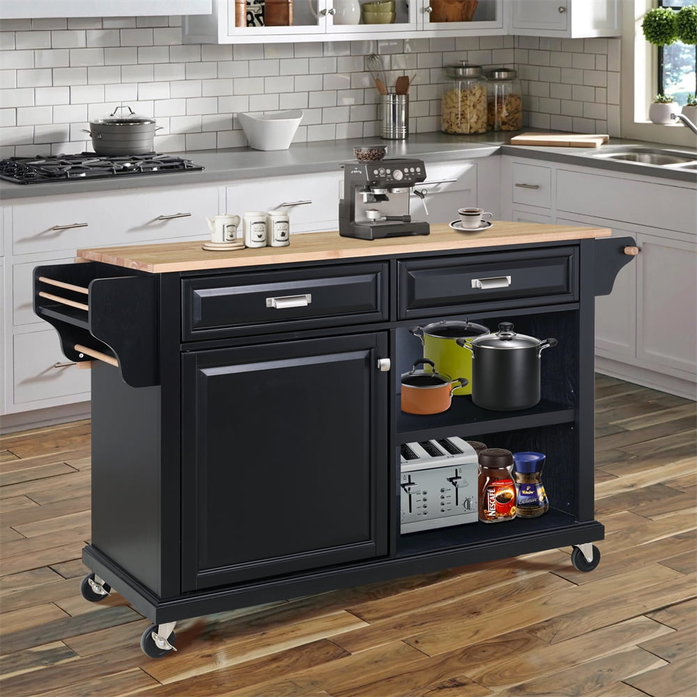 Kitchen Island Cart with Foldable Tabletop and Locking Wheels, 57.5 ...