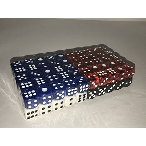 100 Assorted Piece Translucent Dice Set, 4, 25 Dices of Each Color ...