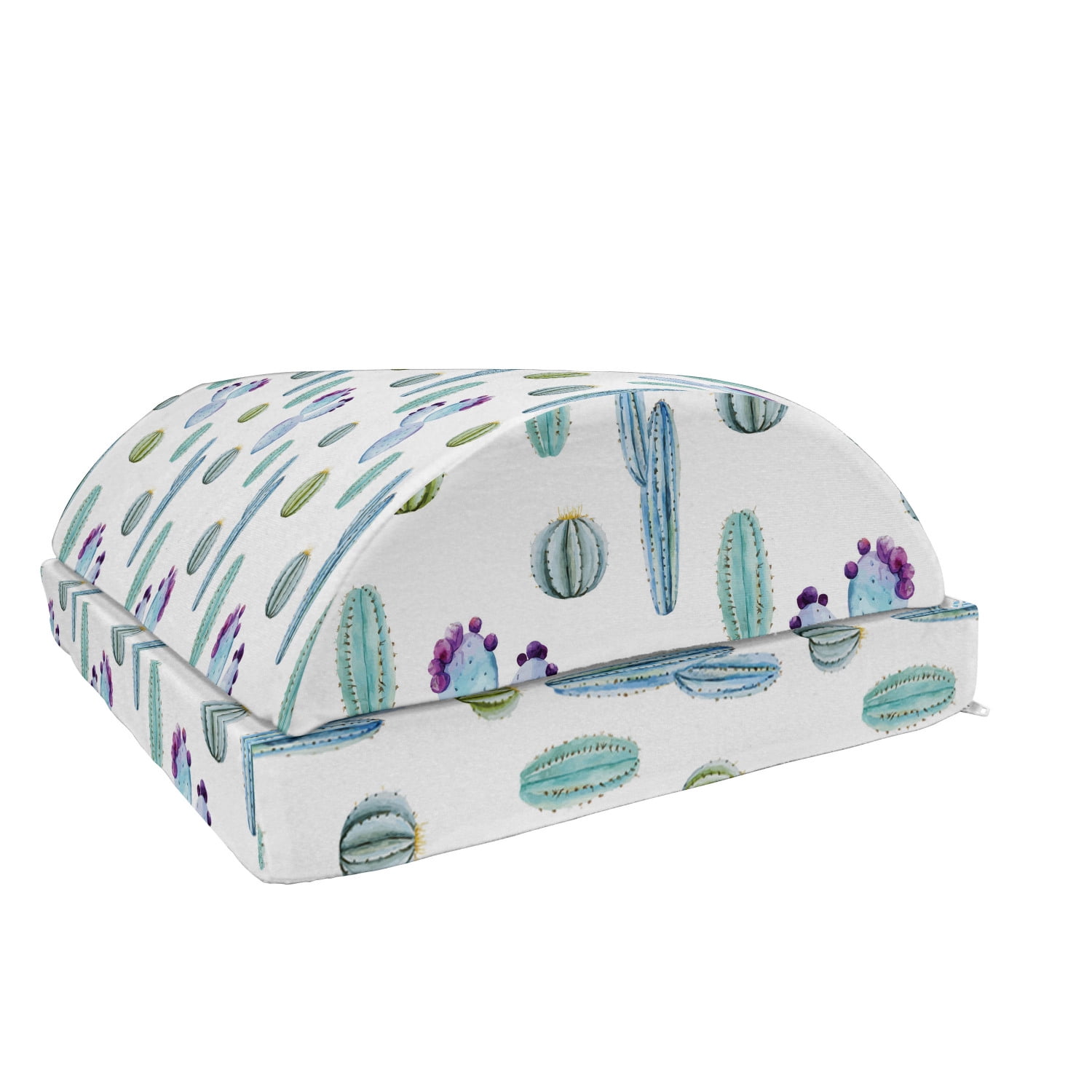 Cactus Foot Rest, Blue Botanic Desert Flowers Spikes Pattern Types of ...