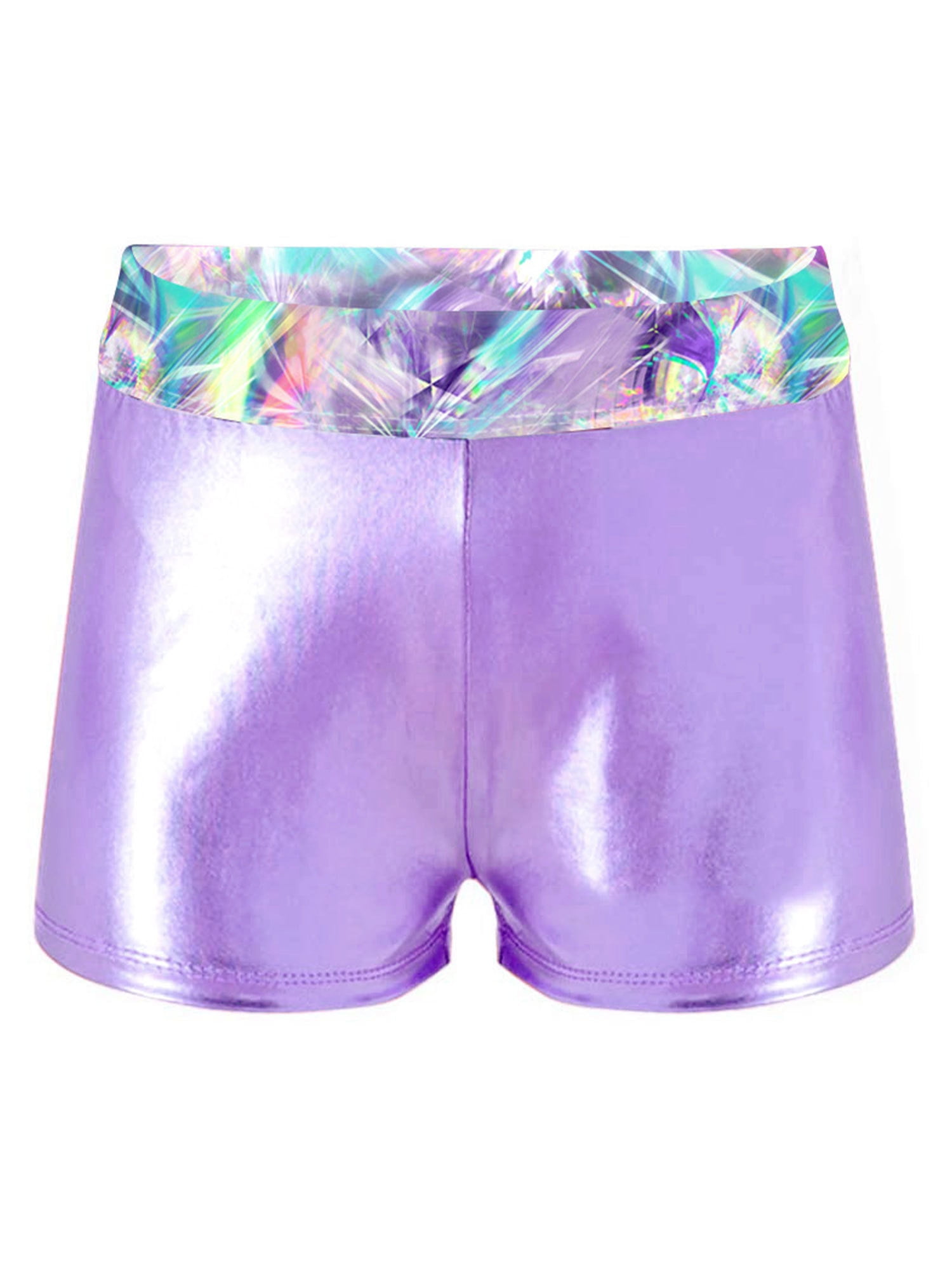 renvena Kids Girls Shiny Gymnastics Dance Shorts Bottoms Sport Athletic ...