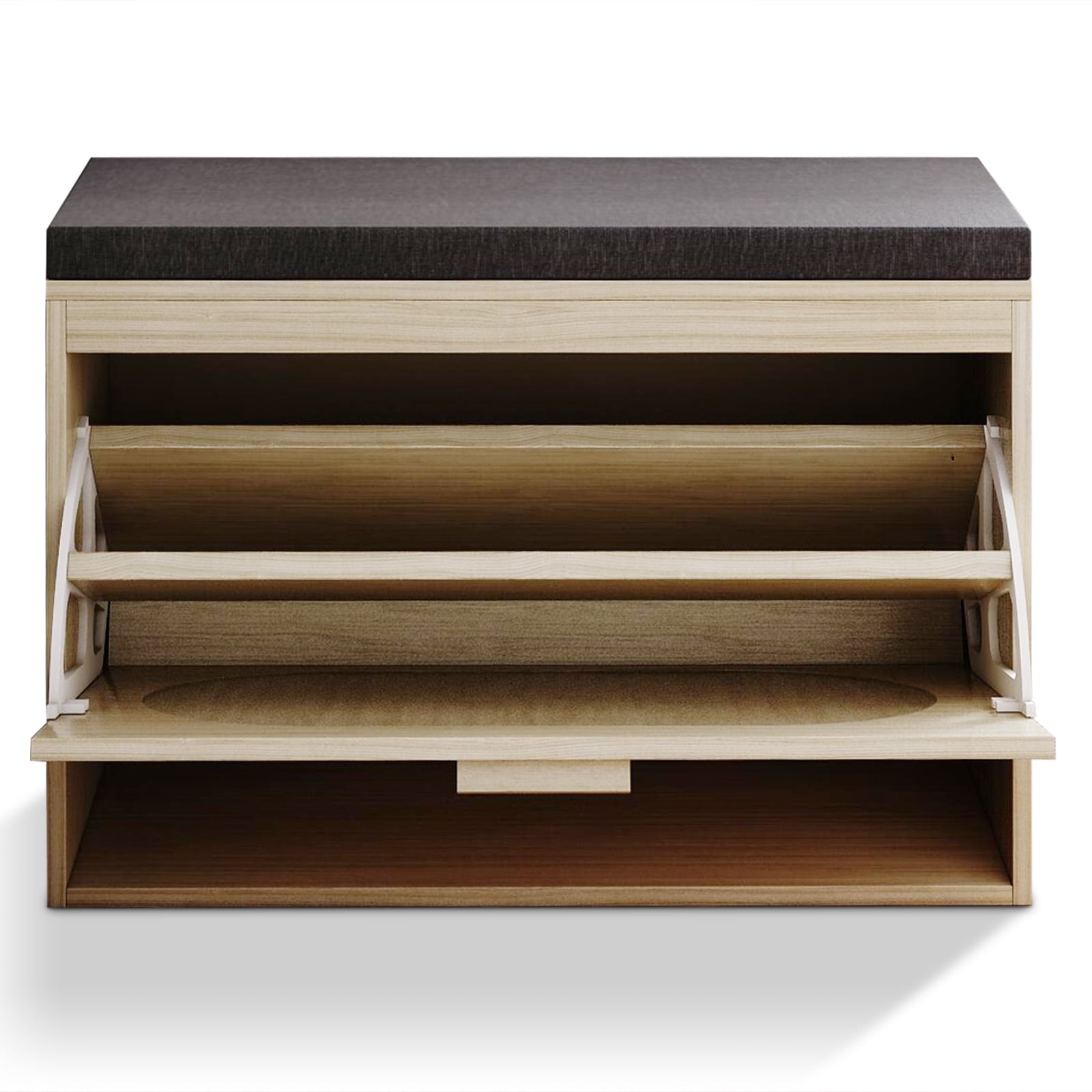 EasingRoom Rattan Storage Bench with Flip Drawer and Seat Cushion, Shoe ...