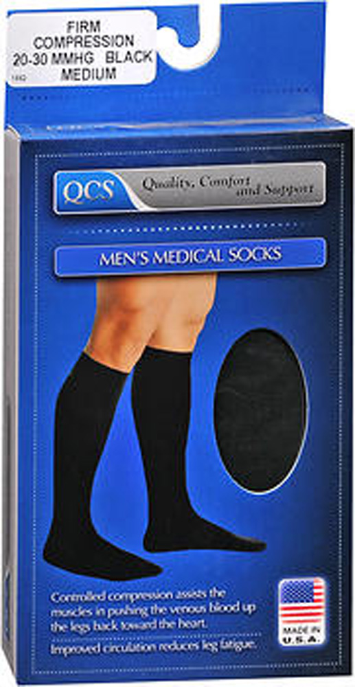 QCS Men's Firm Compression Medical Legwear, Medium, Black - Walmart.com