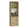 Double Door Bar Cabinet In Oak With Two Open Shelves For Storage 12 Pc ...