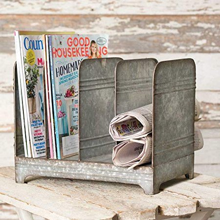 Colonial Tin Works Galvanized Magazine Rack-Vintage Industrial ...