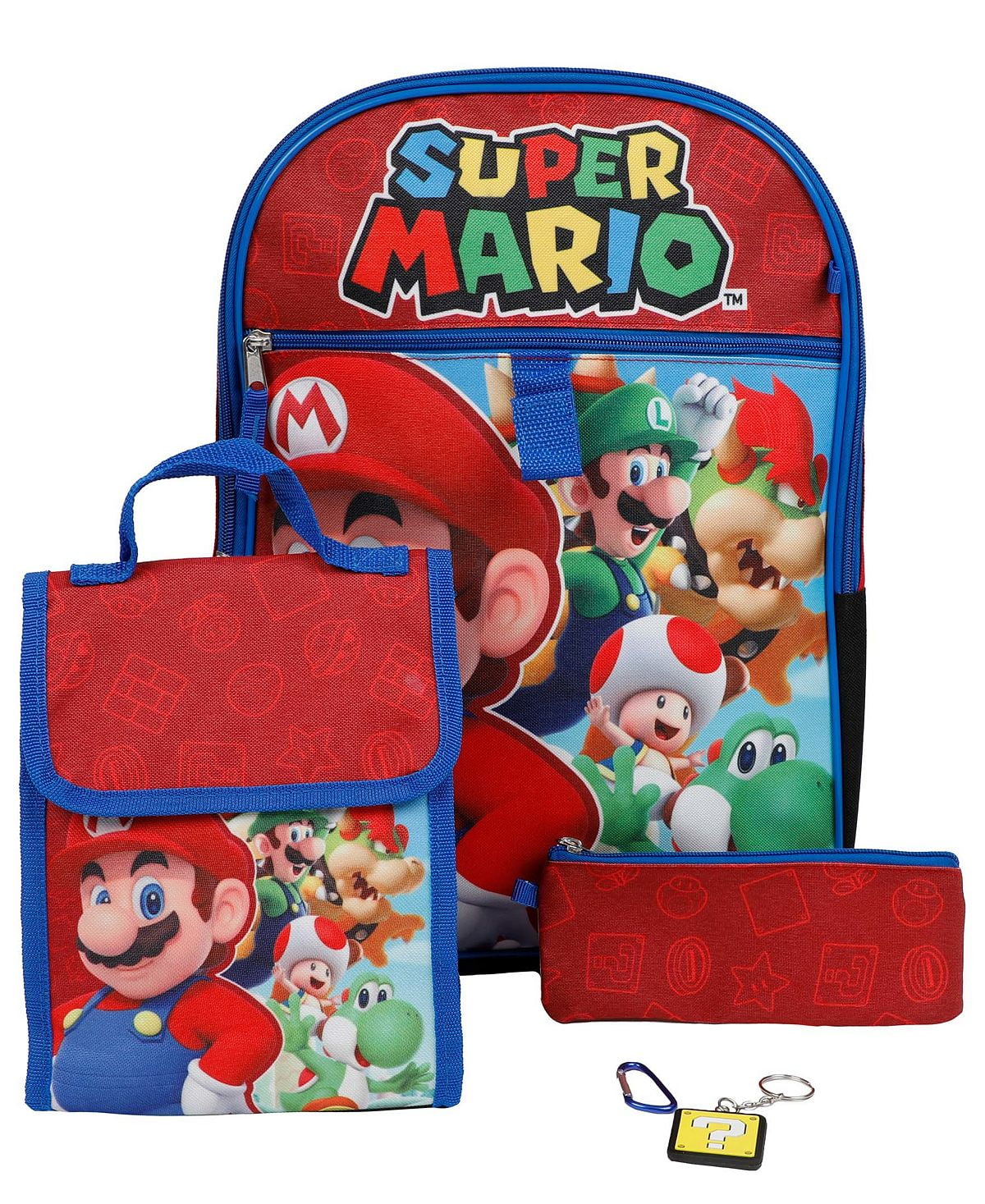 Nintendo Mario Backpack 5 Piece Set Padded Adjustable Straps - Walmart.com