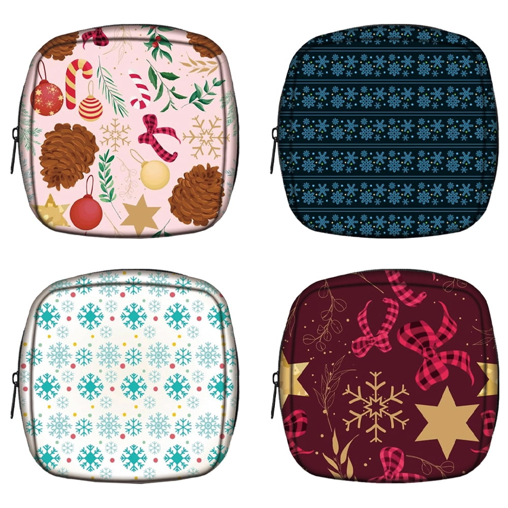 4 Pieces Christmas printed sanitary napkin bag 2022 new style tampon ...