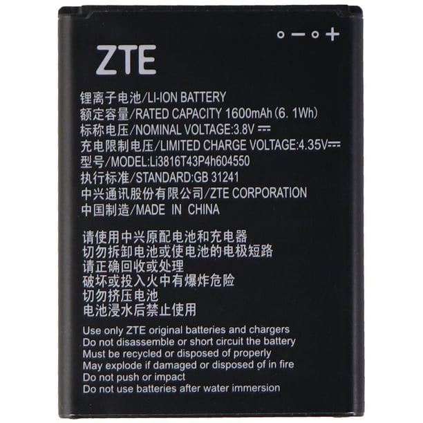 ZTE Rechargeable 1,600mAh (Li3816T43P4H604550) 3.8V Battery for ZTE ...