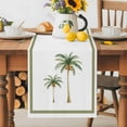 Burlap Table Runner 120 Inches Long, Coastal Boho Green Palm Trees Non ...