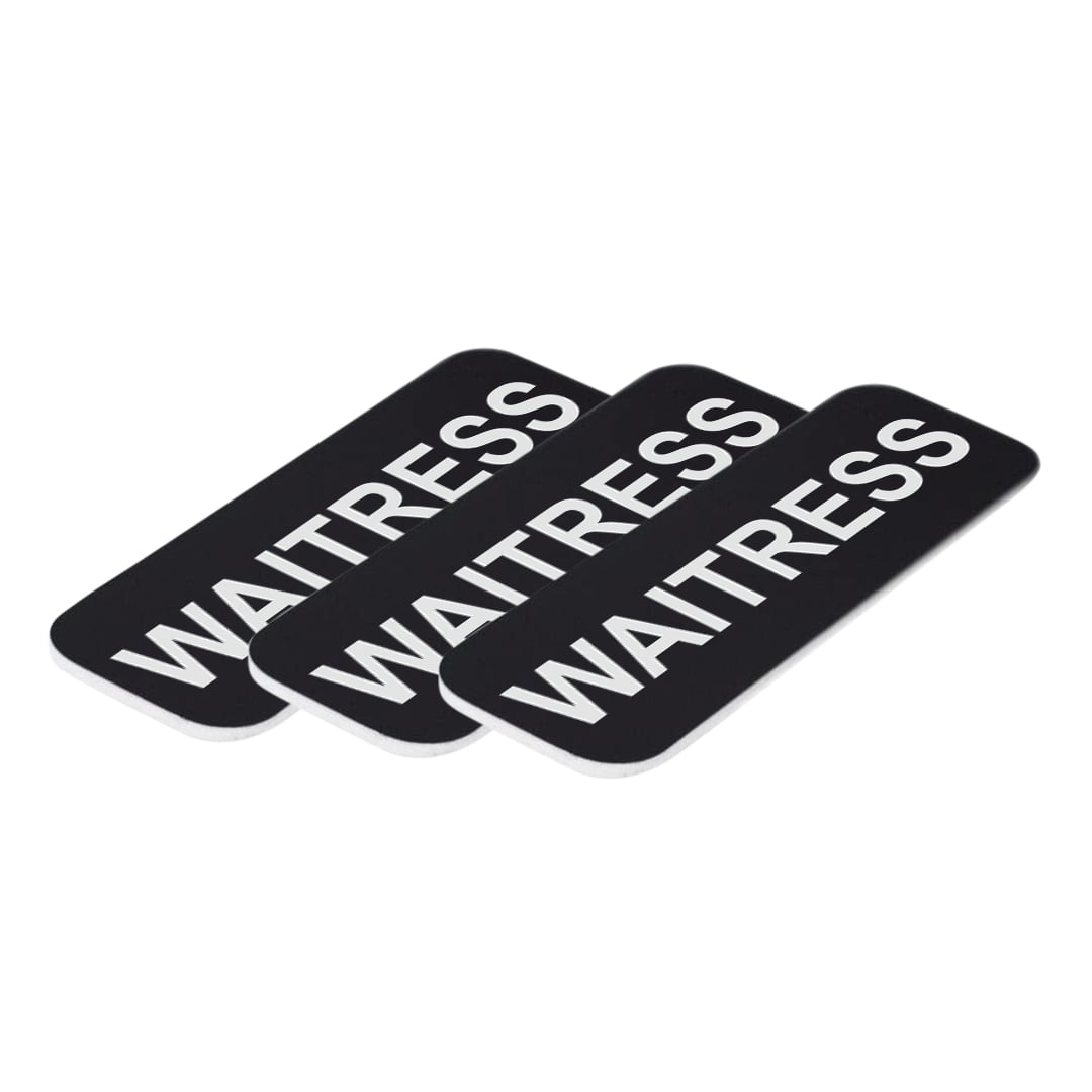 Waitress 1 x 3" Name Tag, Black (3 Pack) - Walmart.com