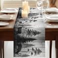 Black Deer Silhouettes Burlap Cotton Table Runner 13x72 Inches Long ...