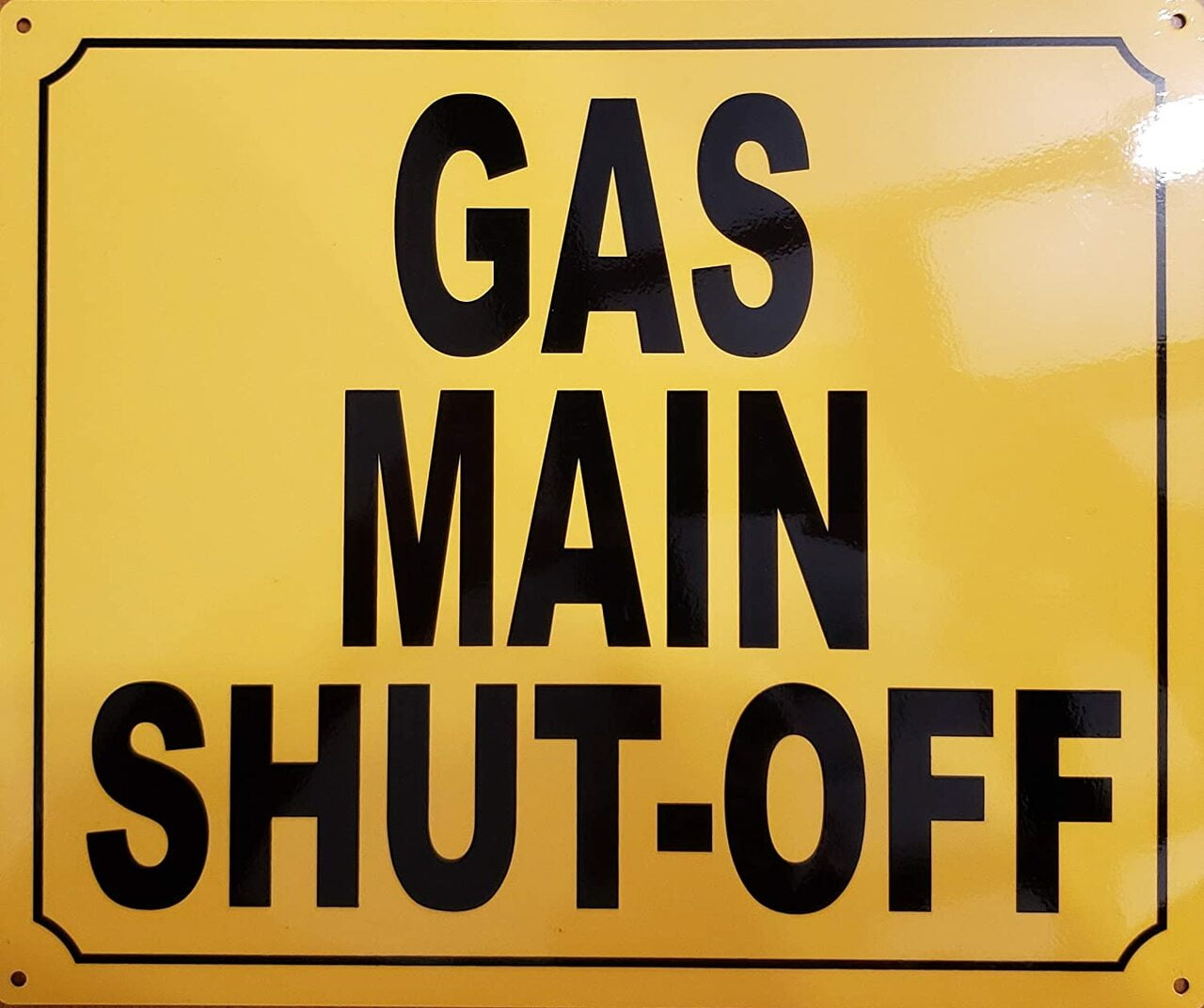 Gas Main Shut Off Sign (Aluminium, Yellow Background,10X12 inch) (ref ...