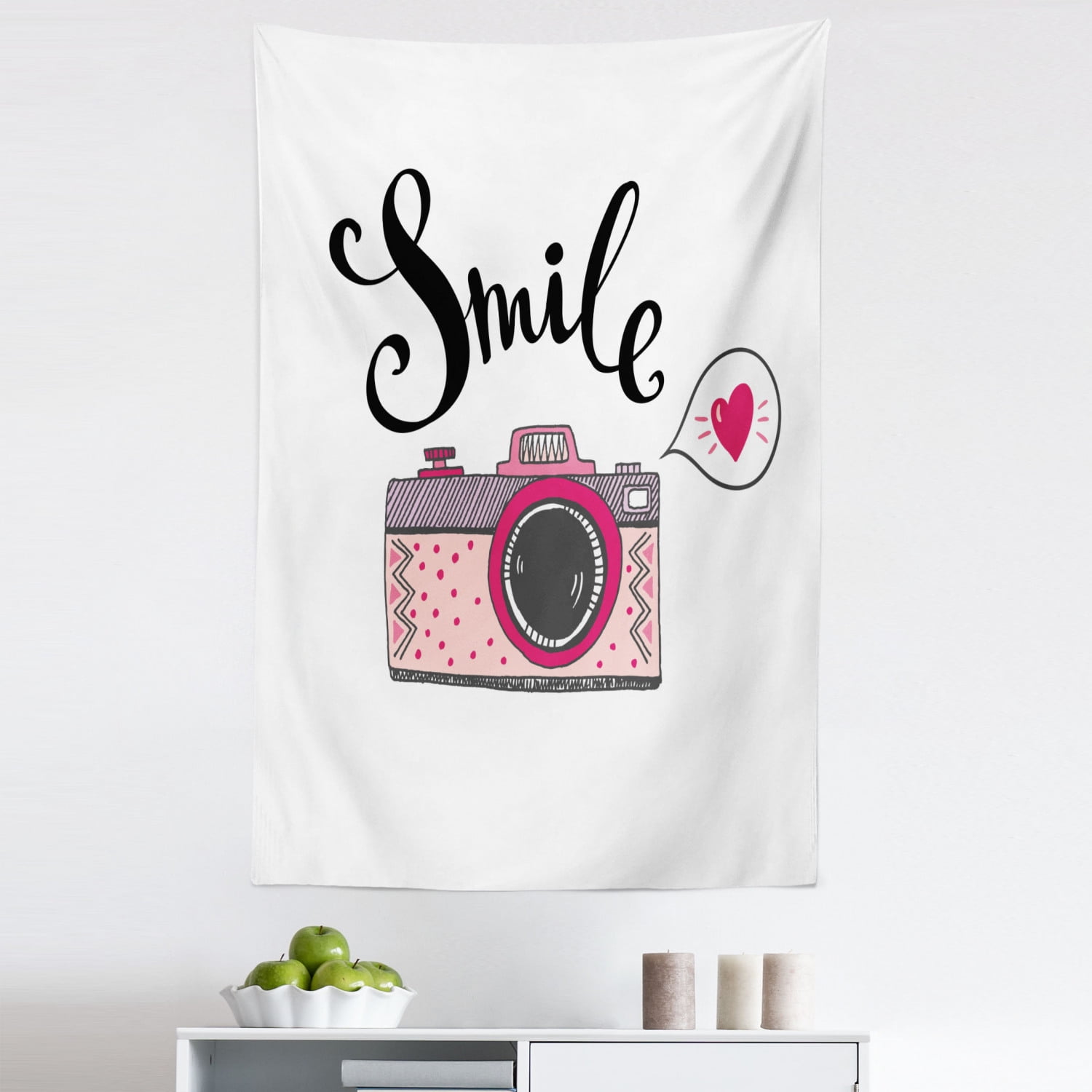 Camera Tapestry, Smile Typography with Old Fashioned Photo Device ...