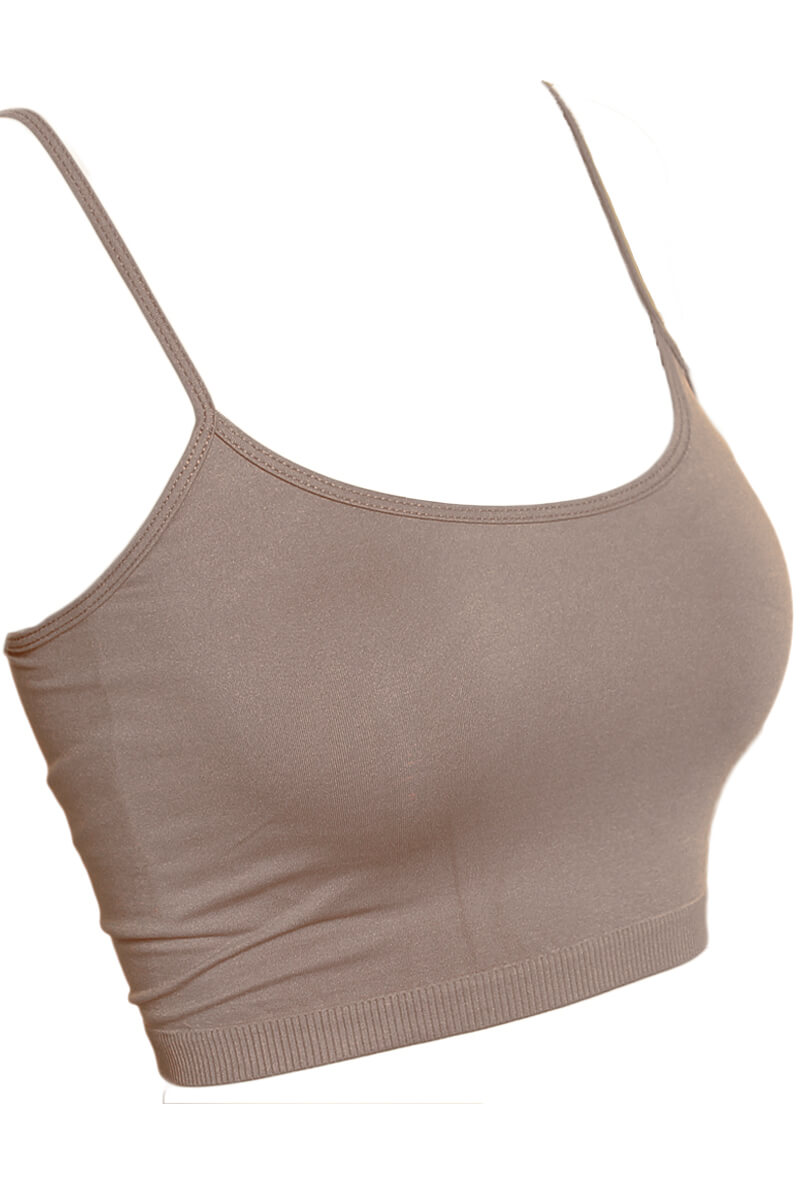 TheMogan Women's Seamless Spaghetti Strap Bra Top Stretch Cami Bandeau ...