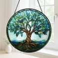 Stylized Life Tree Stained Glass Style Suncatcher – Circular Window ...