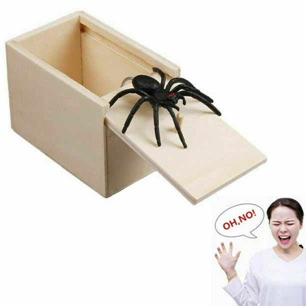2x Wooden Prank Spider Scare Box Hidden in Case Trick Play Joke ...