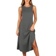 Uootdi Summer Sets for Women Sleeveless Crew Neck Side Slit Midi Dress ...