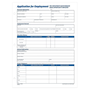 Adams Letter-Size Employment Application Forms, 50 Sheets/Pad, 2-Pack ...