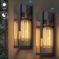 C Cattleya 25.5inch 3-Light Matte Black Dusk to Dawn Outdoor Wall ...