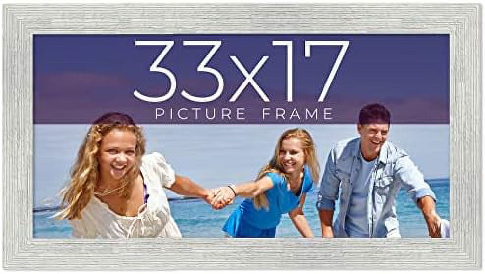33X17 Frame Barnwood White Solid Wood Picture Frame Width 1.5 Inches ...