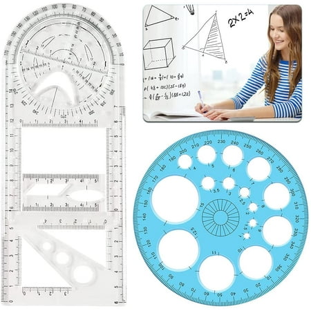 Multifunctional Geometric Ruler Drawing Ruler,2 PCS Geometric Drawing ...