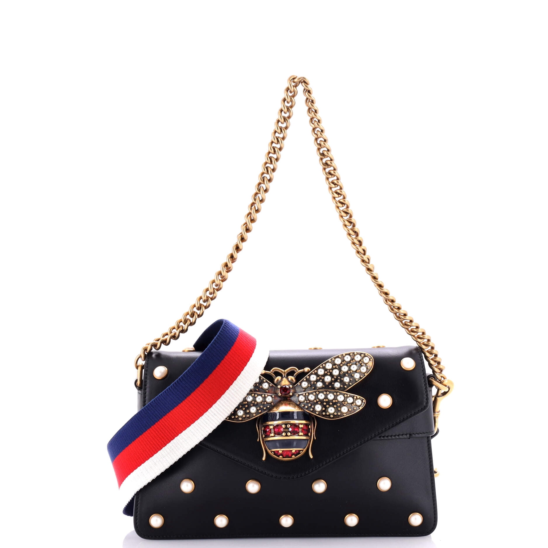 Pre-Owned Broadway Pearly Bee Shoulder Bag Embellished Leather Mini By ...