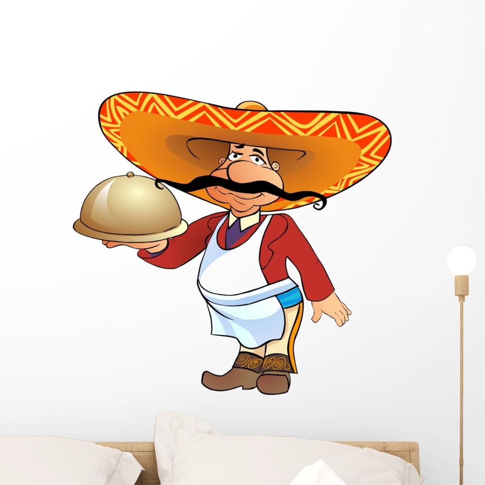 Mexican Waiter with Tray Wall Decal Mural by Wallmonkeys Vinyl Peel and ...