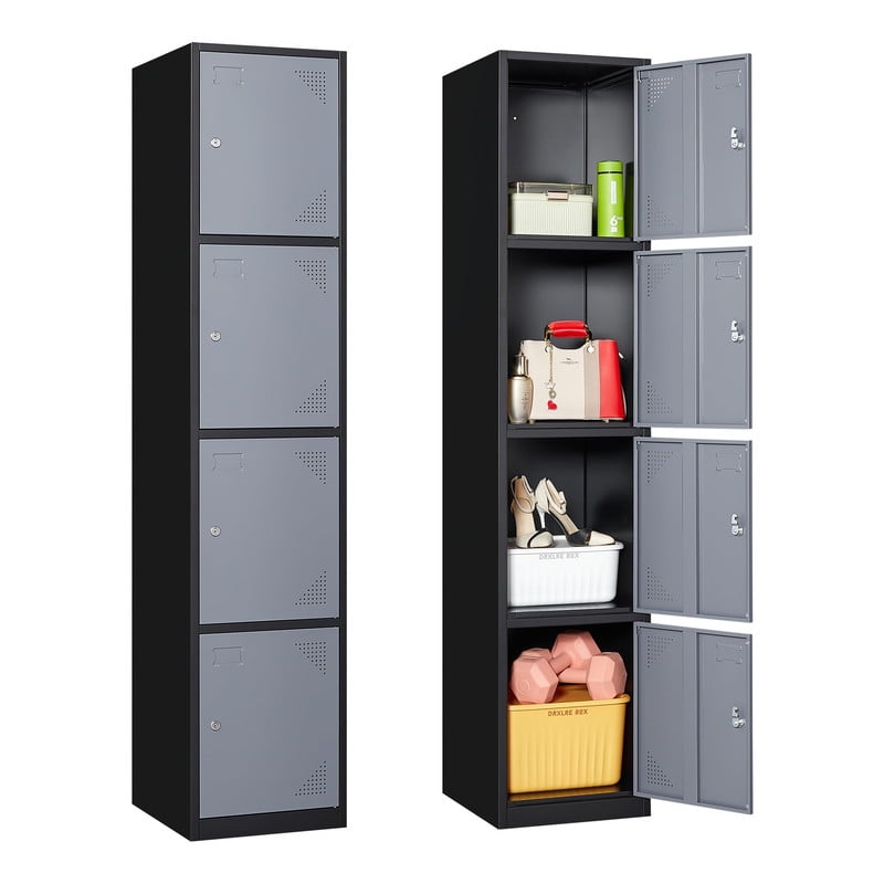 MIIIKO 71" Metal Locker Steel Storage Cabinet with 4 Doors for Office ...