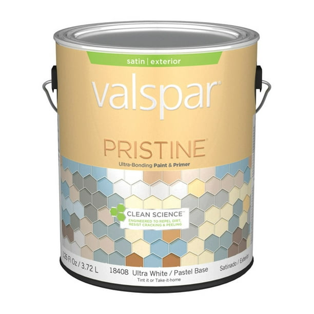 Valspar Pristine 100% Acrylic Paint & Primer Satin Exterior House Paint ...