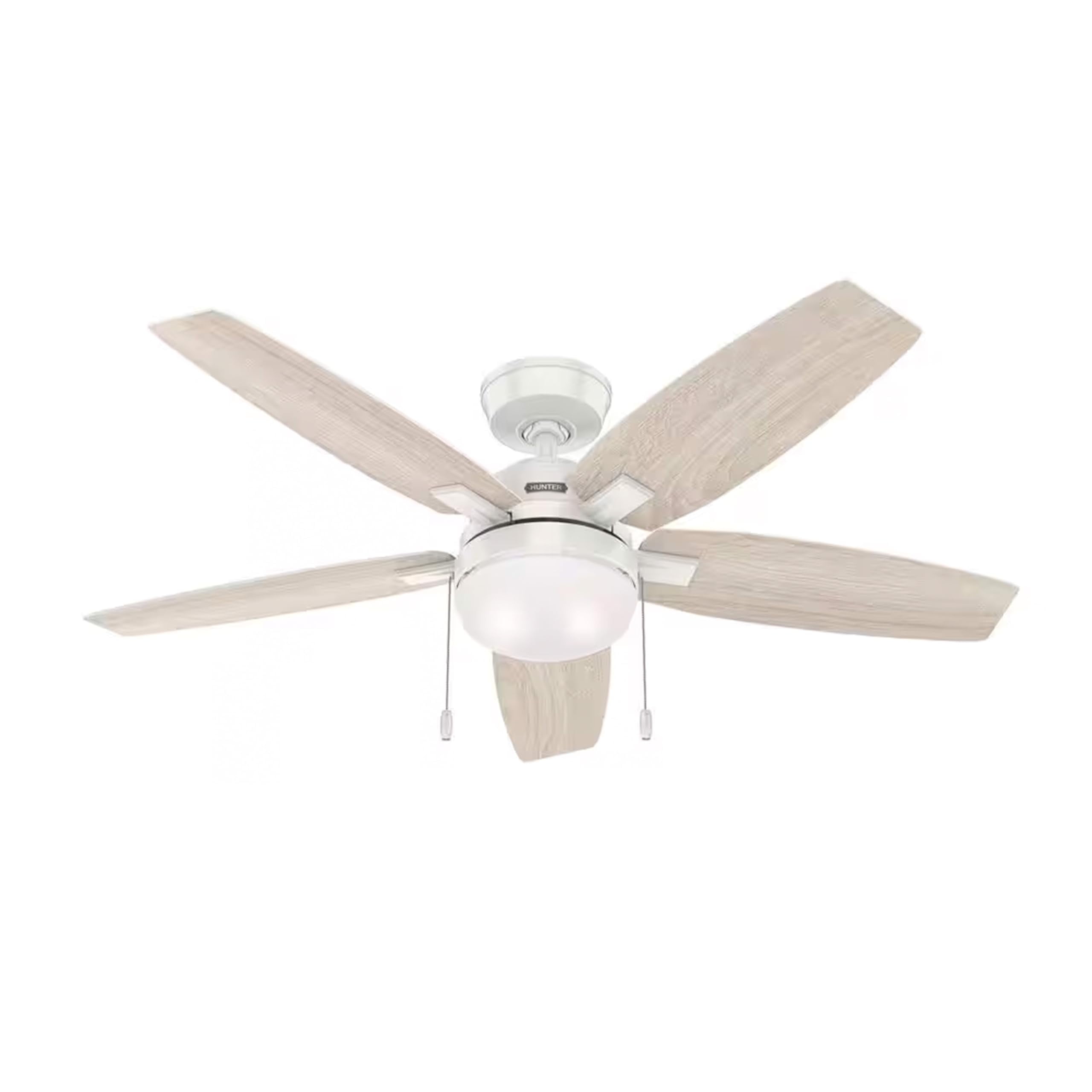 Restored Hunter Fan 52 inch White Ceiling Fan with Light and Pull Chain ...