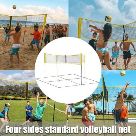 LeKing Portable Sports Four Square Volleyball Net with Pole for Beach ...