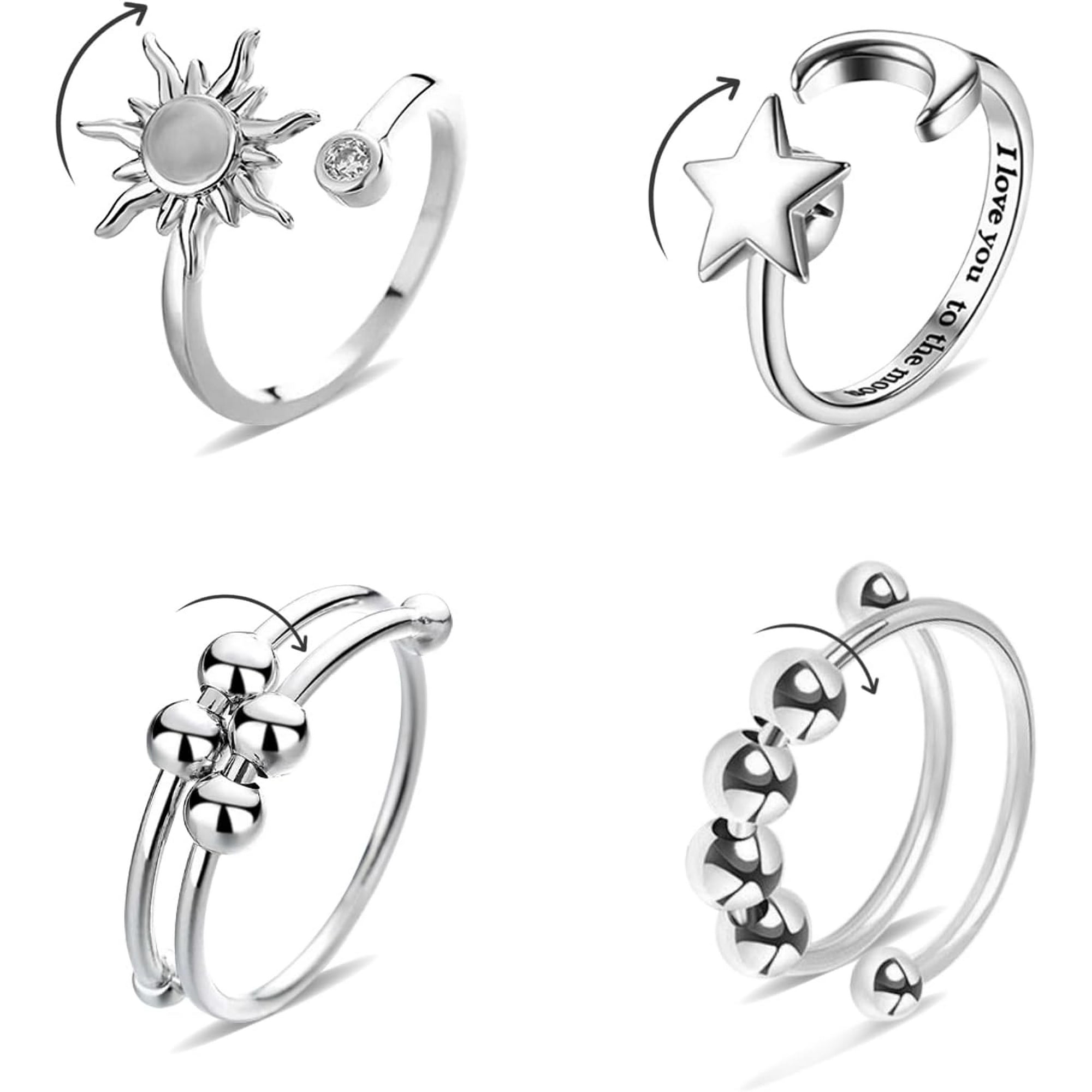 Click here for Starrism 4 Pcs Spinner Ring For Women Fidget Rings... prices