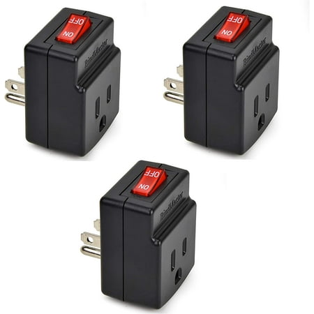 BindmMaster 3 Prong Grounded Single Port Power Adapter with Red Light ...