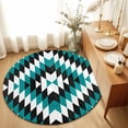 Abstract Aztec Texture Pattern Round Rug 5ft Green Black Geometric Art ...