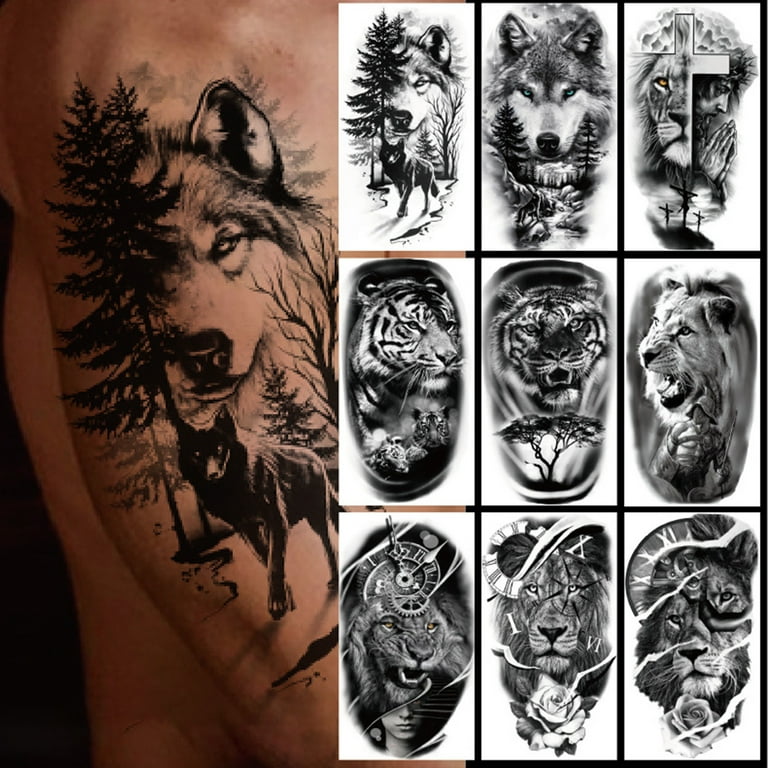 Realistic Full Body Wolf Tattoo