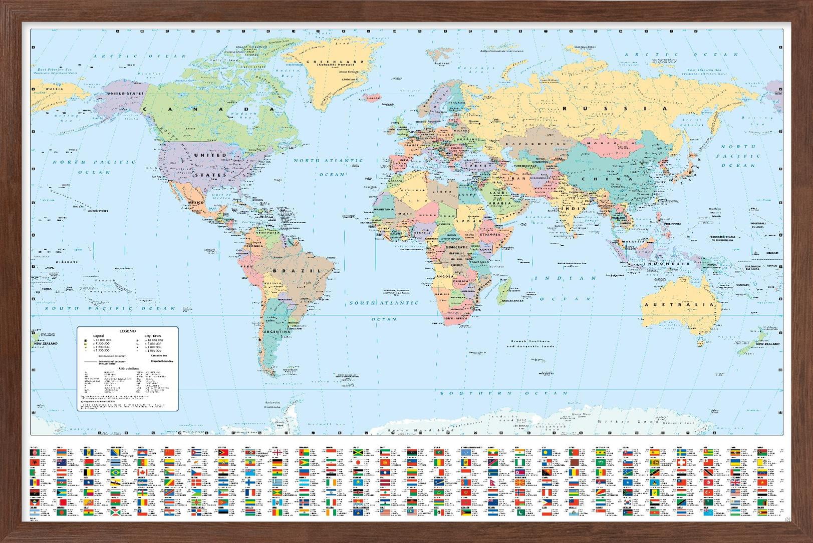 World Map 2023 Wall Poster, 14.725" x 22.375" Framed - Walmart.com
