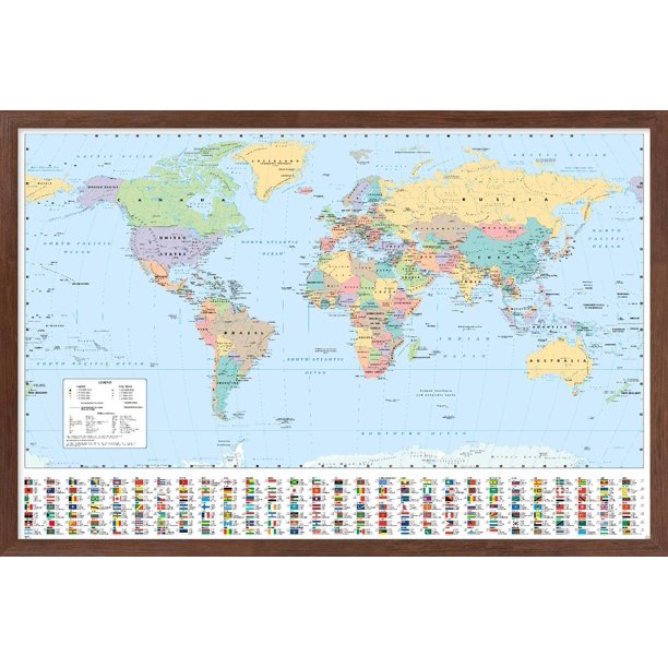 World Map 2023 Wall Poster, 14.725" x 22.375" Framed - Walmart.com