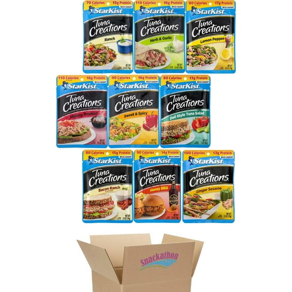 StarKist Tuna Variety Pack of 10 Flavors Lightly Marinated Chunk Light ...