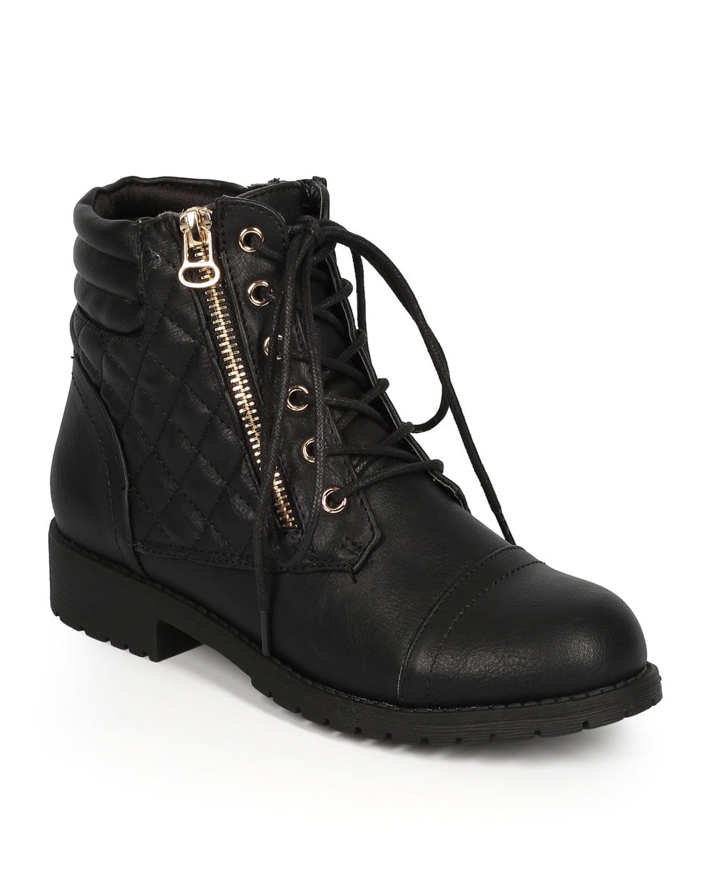 New Women Nature Breeze Susana-02 Quilted Leatherette Round Toe Combat ...