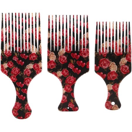 3 Piece Set Afro Hair Comb Wide Toothed Comb Hair Pick Comb Plastic ...