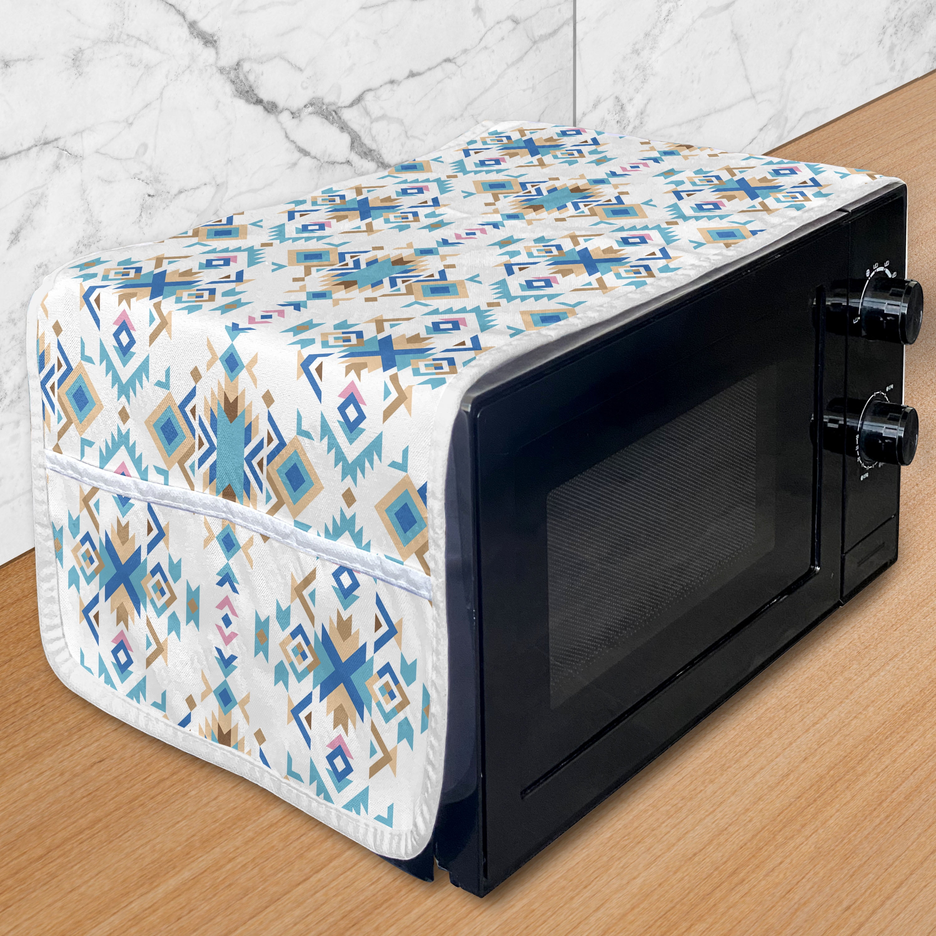 Geometric Microwave Oven Cover, Art of Colorful Tribal Inspired Shapes ...