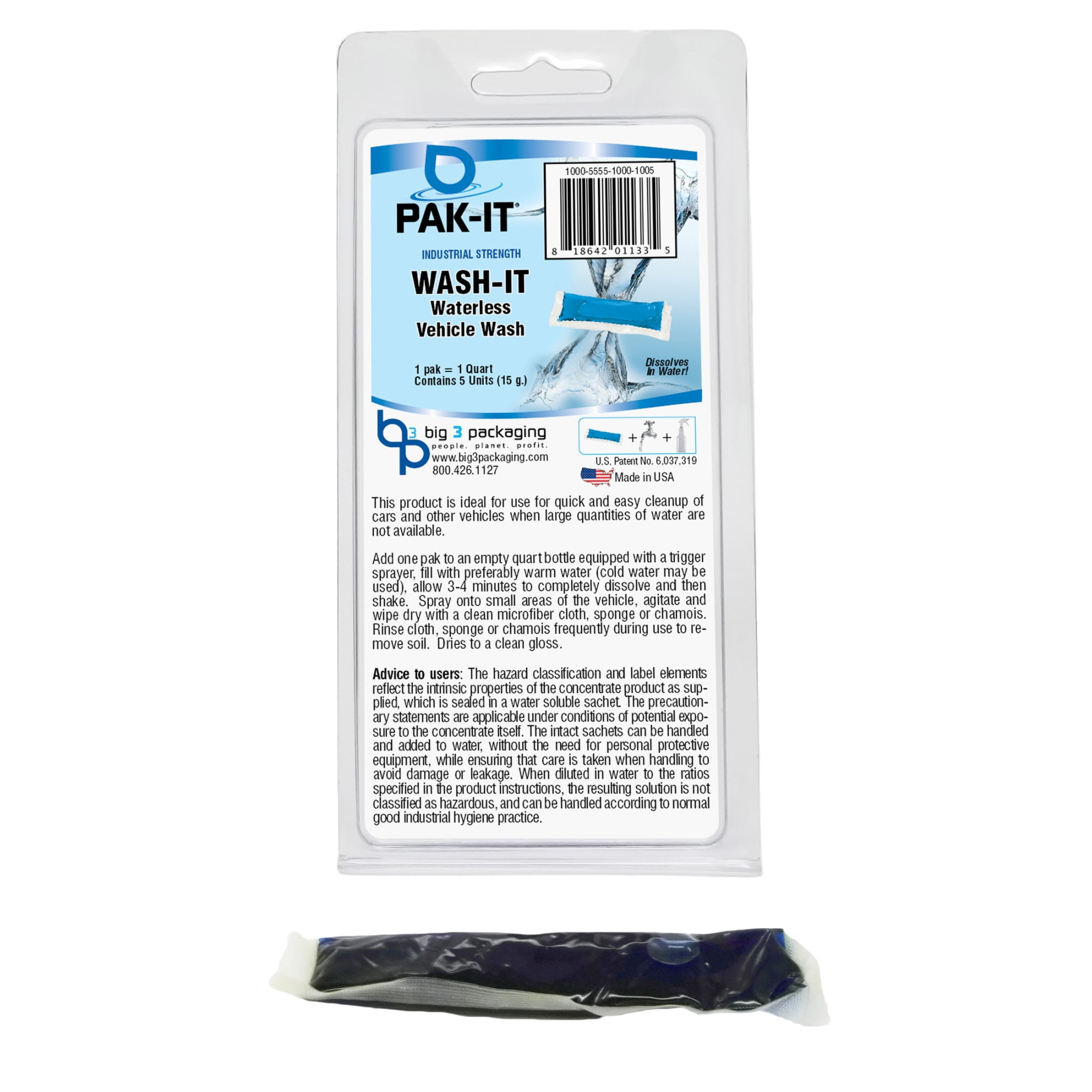 PAK-IT® Wash-IT Waterless Vehicle Wash Packet, Breezy Scent, Pack Of 5 ...