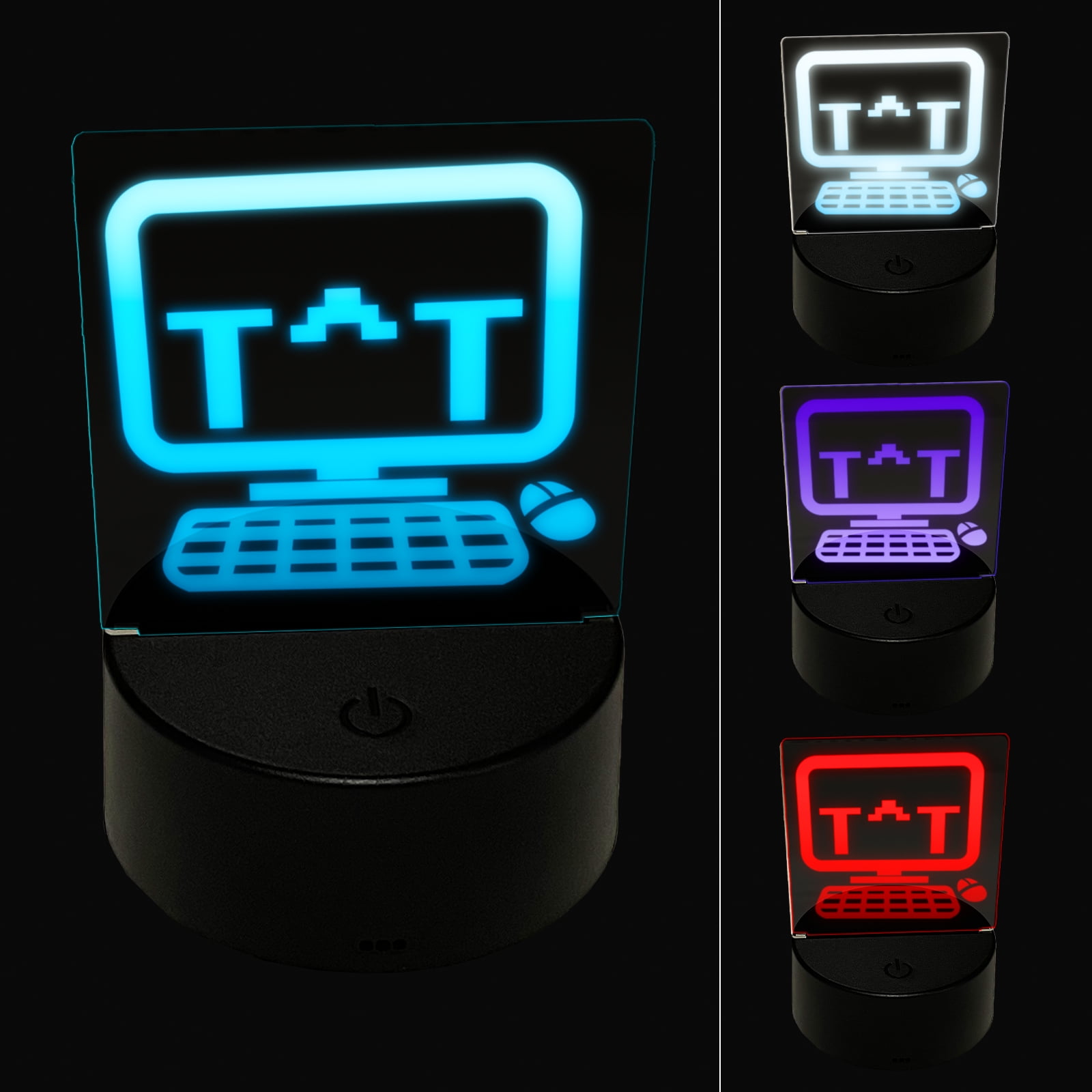 Crying Kawaii Computer Face Emoticon LED Night Light Sign 3D Illusion ...