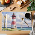 Beach Lighthouse Placemats Set of 6, Cotton Linen Fabric Place Mats ...