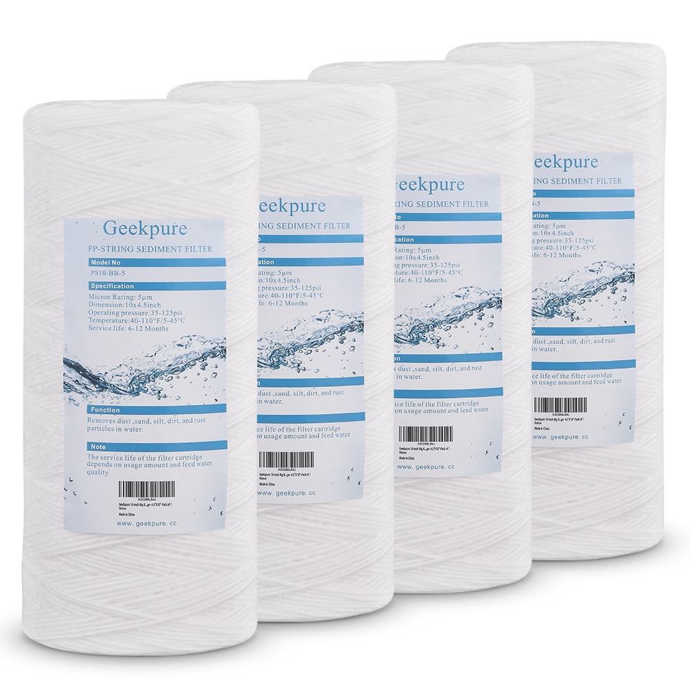 Geekpure 10-Inch String Wound PP Sediment Filter for Whole House Water ...