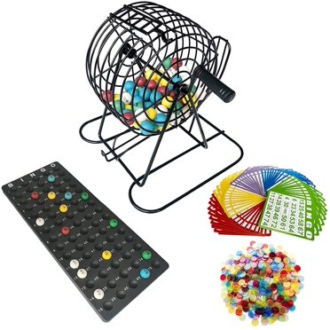 MR CHIPS 11 Inch Tall Professional Bingo Set with Steel Bingo Cage ...