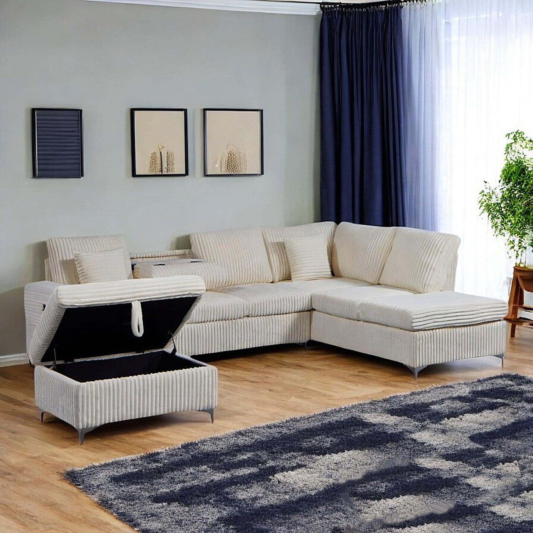Cosmic Homes Scott Reversible Sectional Sofa Set with Storage Chaise ...