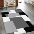 Area Rug 3x5ft Grey Art Color Block Geometry Grid Area Rugs Washable ...