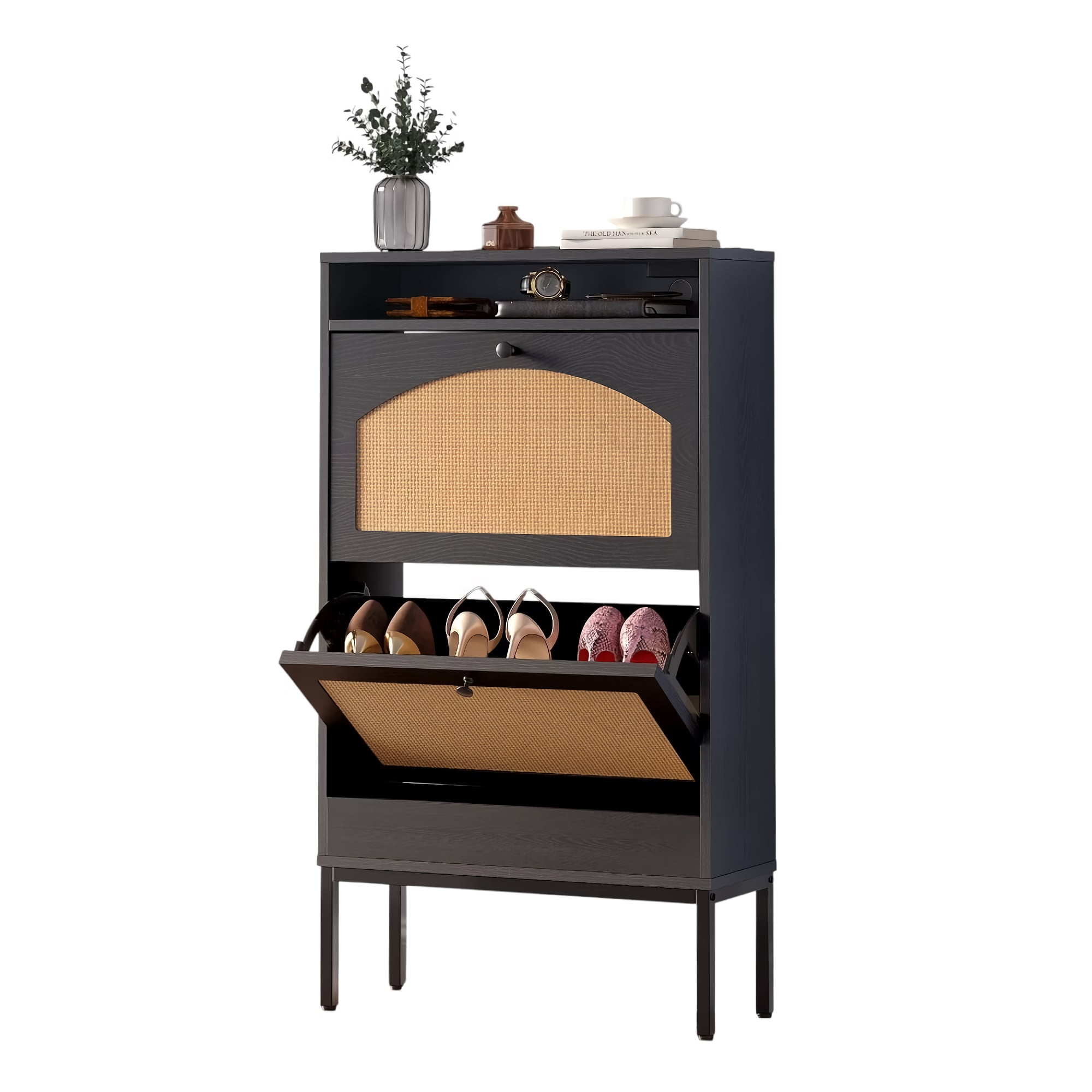 Click here for Toytexx Shoe Cabinet With Rattan Flip Drawers And... prices