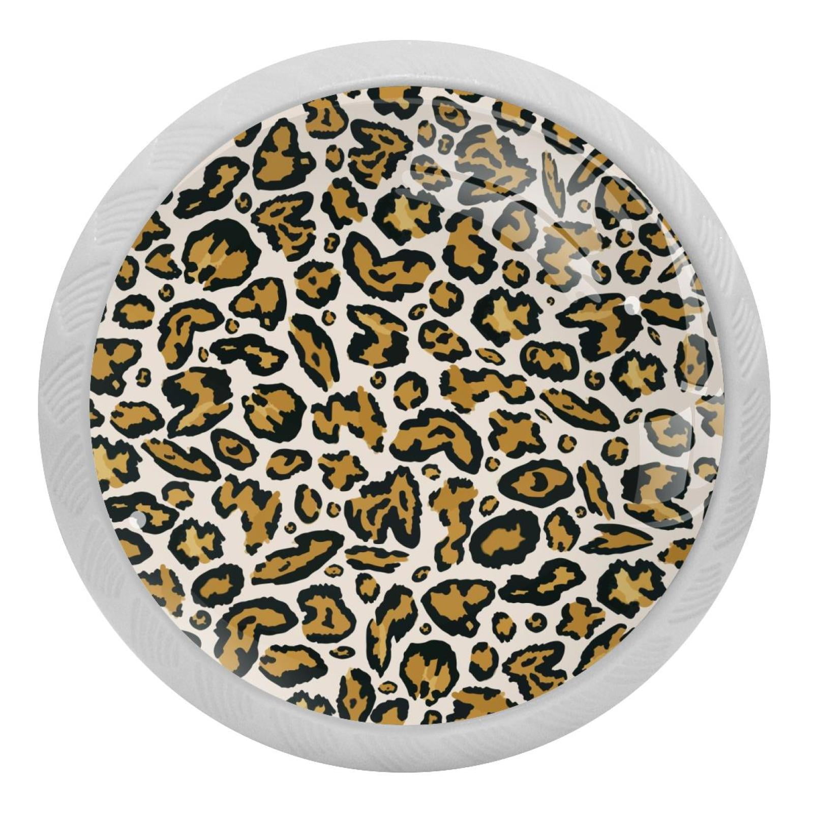4PCS Round Leopard Print Cabinet Fluorescence Knob Glowing in the Dark ...