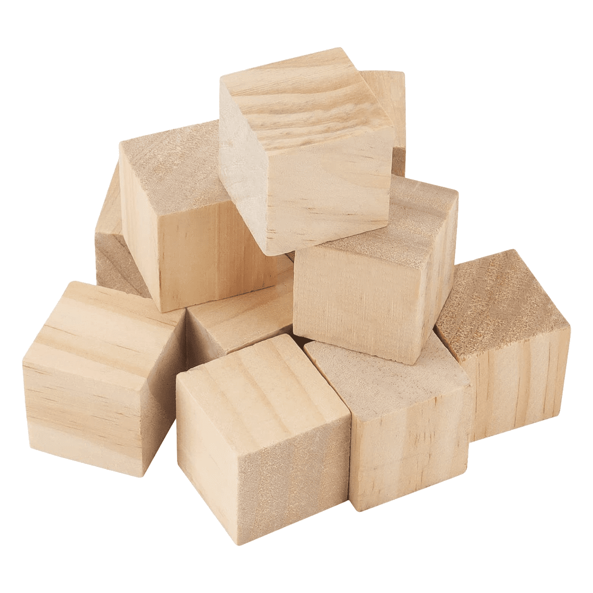 100 PCS 1 X 1 X 1 Inch Natural Wood Squares Unfinished Wood Blocks Bulk Small Square Wooden Blocks for Walmart